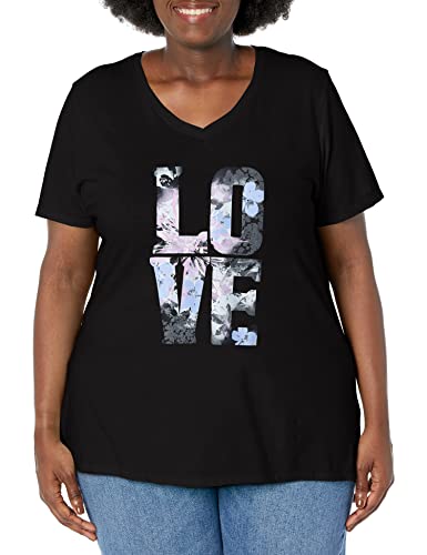 JUST MY SIZE womens Just My Size Women's Plus-size Graphic Short Sleeve V-neck T-shirt T Shirt, Big Love, 3X US