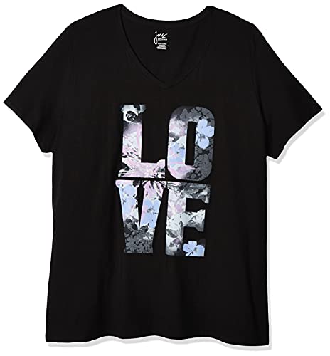 JUST MY SIZE womens Just My Size Women's Plus-size Graphic Short Sleeve V-neck T-shirt T Shirt, Big Love, 3X US