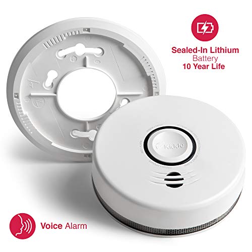 Kidde Smoke Detector, 10-Year Battery, Photoelectric Sensor Wire-Free Interconnect Smoke Alarm, Voice Alert