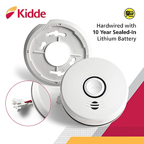 Kidde Wireless Hardwired Smoke Detector, 10-Year Battery Backup, Voice Alerts, Photoelectric Sensor Wire-Free Interconnect Combination Alarm