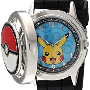 Accutime Kids Pokemon Pikachu Analog Quartz Wrist Watch with Blue Face & Black Strap, Cool Inexpensive Gift & Party Favor for Boys, Toddlers, Girls, Adults All Ages (Model: POK9025)