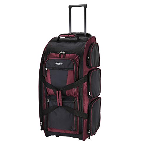 Travelers Club Xpedition 30 Inch Multi-Pocket Upright Rolling Duffel Bag, Crimson Red, 30" Suitcase