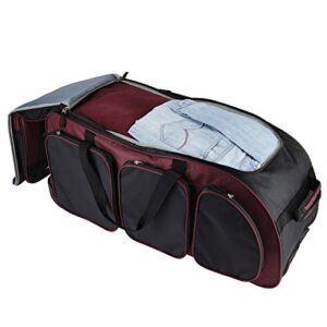 Travelers Club Xpedition 30 Inch Multi-Pocket Upright Rolling Duffel Bag, Crimson Red, 30" Suitcase