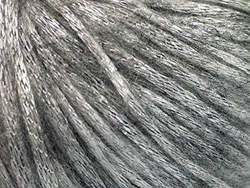 Rock Star, Silver Gray, Metallic Shine, Soft Nylon Merino Wool Acrylic Blend Yarn, 50 Gram