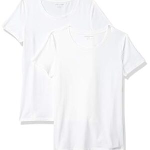 Amazon Essentials Women's Classic-Fit Short-Sleeve Crewneck T-Shirt, Pack of 2, White, Large