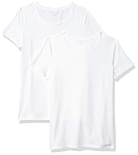 Amazon Essentials Women's Classic-Fit Short-Sleeve Crewneck T-Shirt, Pack of 2, White, Large