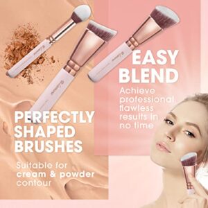 Pro Face Contour Brush Set - Synthetic Contouring Sculpting and Highlighting Kit - Cream Blush Powder Flat Nose Cheek Round Small Angled Fan Tapered Precision Kabuki Foundation Makeup Brushes