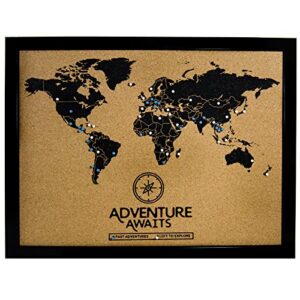 art of wanderlust | cork board world travel map with pins | inspirational wall art to track past and future travel