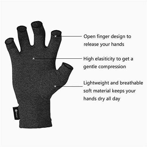 Duerer Arthritis Compression Gloves Women Men for RSI, Carpal Tunnel, Rheumatiod, Tendonitis, Fingerless Gloves for Computer Typing and Dailywork (Black, M)