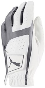 puma golf men's flexlite golf glove (bright white-quiet shade, large, left hand)