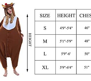 NEWCOSPLAY Unisex Adult Coffee Reindeer Onesie Plush One Piece Pajamas Christmas Costume(Small, Coffee Reindeer)