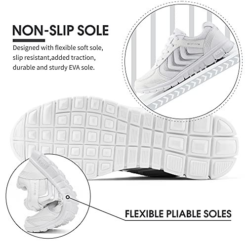 Alicegana Women's Athletic Road Running Lace up Walking Shoes Comfort Lightweight Fashion Sneakers Breathable Mesh Sports Tennis Shoes White