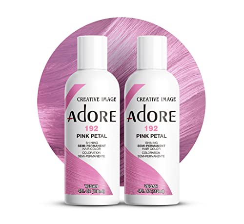 Adore Semi Permanent Hair Color - Vegan and Cruelty-Free Hair Dye - 4 Fl Oz - 192 Pink Petal (Pack of 2)