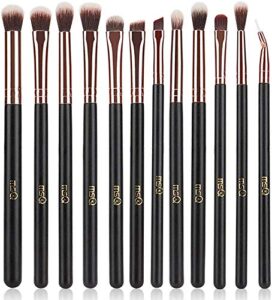 msq eye makeup brushes 12pcs rose gold eyeshadow makeup brushes set with soft synthetic hairs & real wood handle for eyeshadow, eyebrow, eyeliner, blending(without bag)