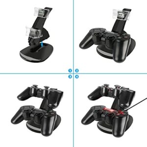 VSEER PS3 Controller Charger, Dual Console Charger Charging Docking Station Stand for PS3 with LED Indicators, Black