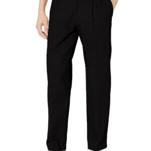 Dockers Men's Classic Fit Signature Khaki Lux Cotton Stretch Pants-Pleated (Regular and Big & Tall), Black, 36W x 32L