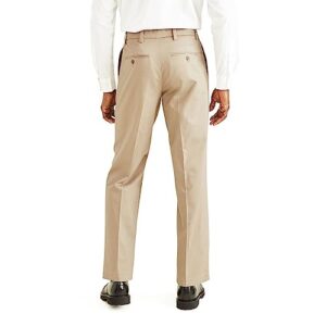 Dockers Men's Classic Fit Signature Khaki Lux Cotton Stretch Pants-Pleated (Regular and Big & Tall), Timberwolf, 36W x 32L