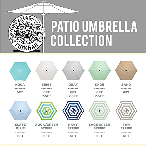 Punchau 6 Ft Outdoor Patio Umbrella, Easy Open/Close Crank and Push Button Tilt Adjustment - Gray Market Umbrellas