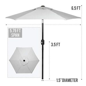 Punchau 6 Ft Outdoor Patio Umbrella, Easy Open/Close Crank and Push Button Tilt Adjustment - Gray Market Umbrellas