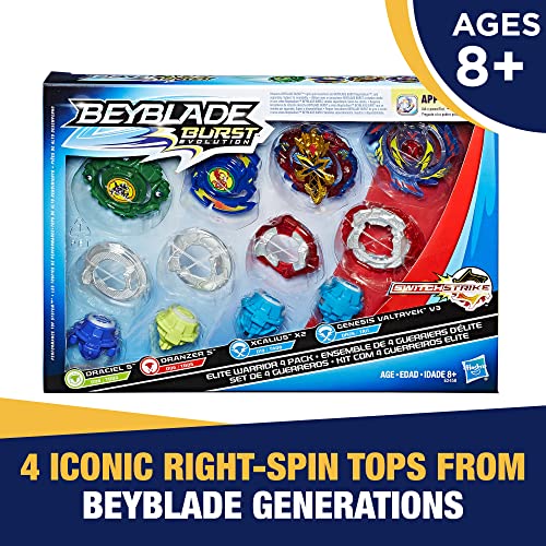 Hasbro Beyblade Burst Evolution Elite Warrior 4-Pack - 4 Iconic Right-Spin Battling Tops, Game ((Amazon Exclusive)