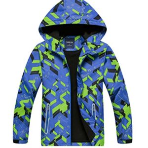 M2C Boys Geometric Fleece Lined Waterproof Jacket with Hood 4T Blue