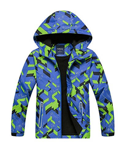 M2C Boys Geometric Fleece Lined Waterproof Jacket with Hood 4T Blue