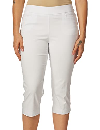 Briggs New York Womens Pull On Capri Pocket Casual Pants, White, 14 US