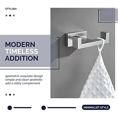 Angle Simple Double Towel Hook, SUS304 Stainless Steel Bath Towel Holder, Bathroom Double Robe Hook, Hand Towel Hanger Wall Mount, Brushed Nickel