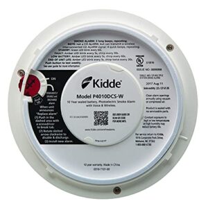 Kidde Smoke Detector, 10-Year Battery, Photoelectric Sensor Wire-Free Interconnect Smoke Alarm, Voice Alert, White, 2 Count