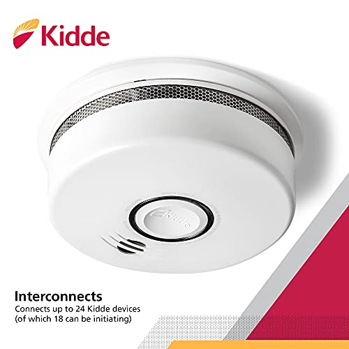 Kidde Smoke Detector, 10-Year Battery, Photoelectric Sensor Wire-Free Interconnect Smoke Alarm, Voice Alert, White, 2 Count