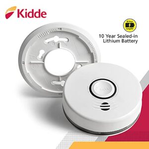 Kidde Smoke Detector, 10-Year Battery, Photoelectric Sensor Wire-Free Interconnect Smoke Alarm, Voice Alert, White, 2 Count