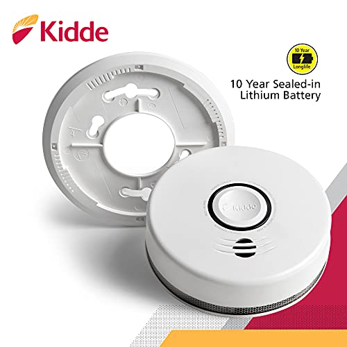 Kidde Smoke Detector, 10-Year Battery, Photoelectric Sensor Wire-Free Interconnect Smoke Alarm, Voice Alert, White, 2 Count