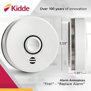 Kidde Smoke Detector, 10-Year Battery, Photoelectric Sensor Wire-Free Interconnect Smoke Alarm, Voice Alert, White, 2 Count