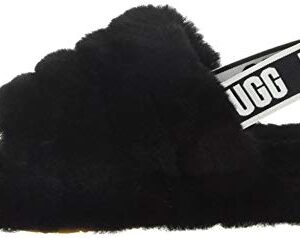 UGG Kids' Fluff Yeah Slide Slipper, Black, 4