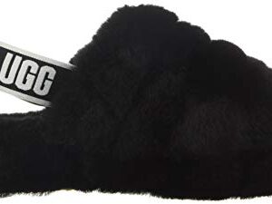 UGG Kids' Fluff Yeah Slide Slipper, Black, 4