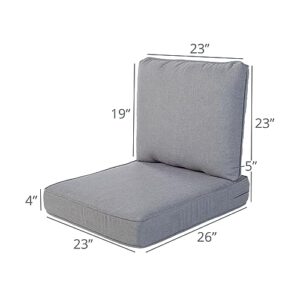 Quality Outdoor Living All- Weather Patio Chair Deep Seat and Back Cushion, 23x26, Machine Grey