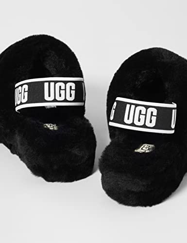 UGG Women's Fluff Yeah Slide Slipper, Black, 11 M US