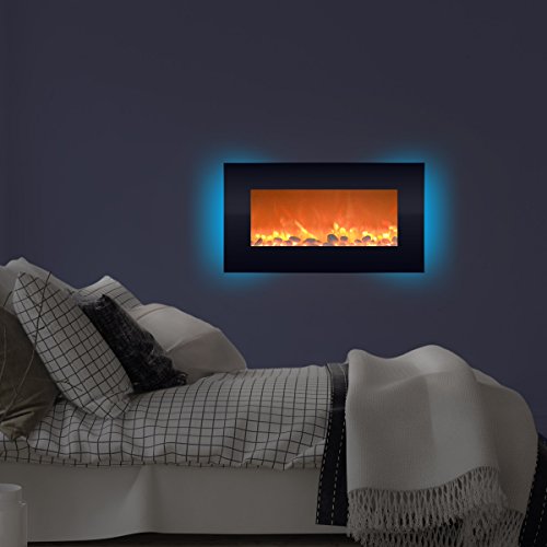 Northwest 80-BL31-2001 Electric Fireplace-Wall Mounted with 13 Backlight Colors, Adjustable Heat and Remote Control-31 inch, 31", Black