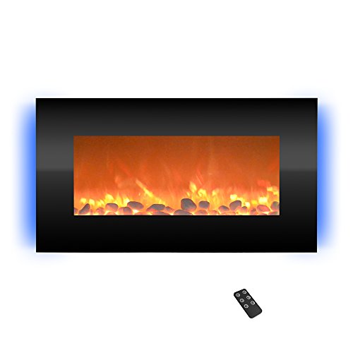 Northwest 80-BL31-2001 Electric Fireplace-Wall Mounted with 13 Backlight Colors, Adjustable Heat and Remote Control-31 inch, 31", Black