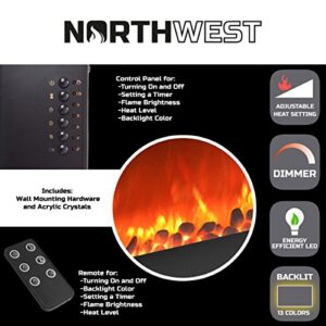 Northwest 80-BL31-2001 Electric Fireplace-Wall Mounted with 13 Backlight Colors, Adjustable Heat and Remote Control-31 inch, 31", Black