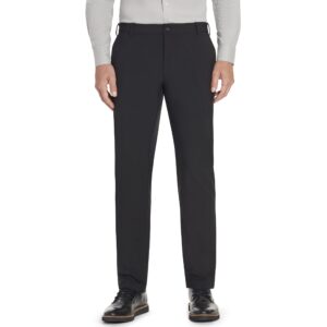 van heusen men's slim fit flex flat front pant, black, 34w x 30l