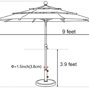 EliteShade USA 10-Year-Non-Fading Sunumbrella 9Ft 3 Tiers Market Umbrella Patio Umbrella Outdoor Table Umbrella with Ventilation,Antique Beige