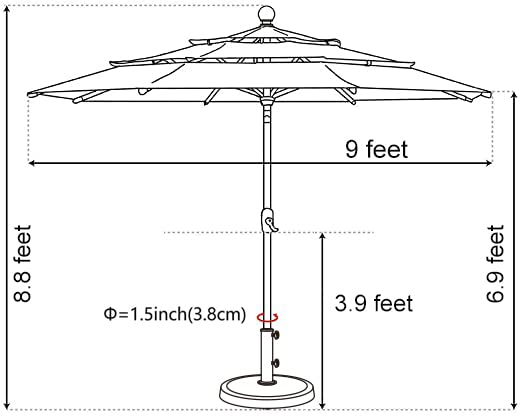 EliteShade USA 10-Year-Non-Fading Sunumbrella 9Ft 3 Tiers Market Umbrella Patio Umbrella Outdoor Table Umbrella with Ventilation,Antique Beige