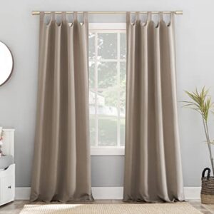 sun zero easton energy saving blackout tab top curtain panel, 40" x 84", stone