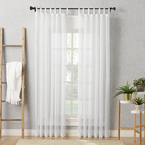 No. 918 Emily Sheer Voile Tab Top Curtain Panel, 59" x 95", White