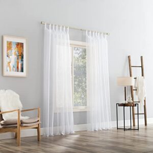 No. 918 Emily Sheer Voile Tab Top Curtain Panel, 59" x 95", White