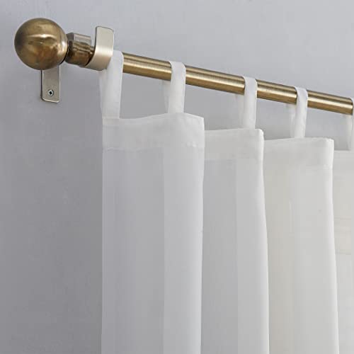 No. 918 Emily Sheer Voile Tab Top Curtain Panel, 59" x 95", White