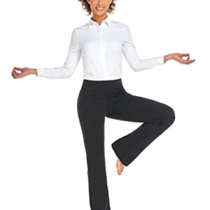 Safort 28" 30" 32" 34" Inseam Regular Tall Bootcut Yoga Pants, 4 Pockets, UPF50+, Black, L