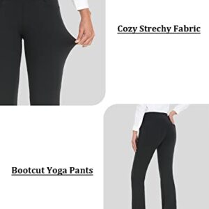 Safort 28" 30" 32" 34" Inseam Regular Tall Bootcut Yoga Pants, 4 Pockets, UPF50+, Black, L