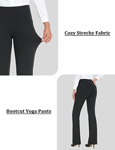 Safort 28" 30" 32" 34" Inseam Regular Tall Bootcut Yoga Pants, 4 Pockets, UPF50+, Black, L